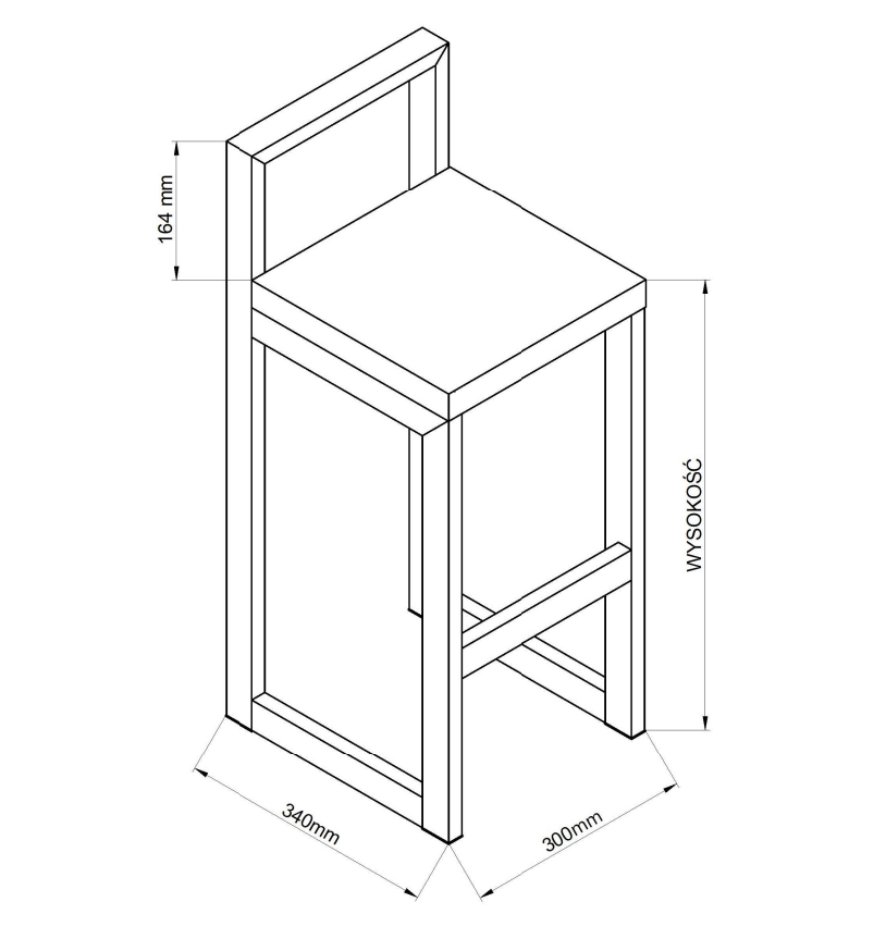 Metalowy Hoker loft z oparciem - Dąb złoty | Yrke®